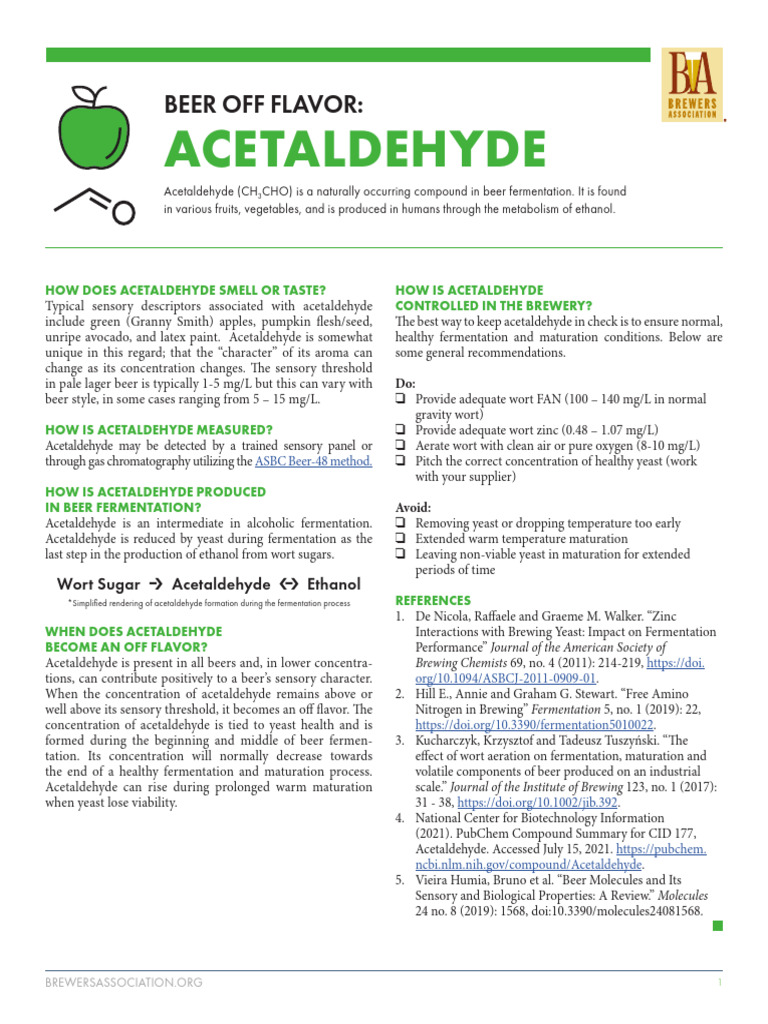 Beer Off Flavor Acetaldehyde | PDF | Beer | Brewing