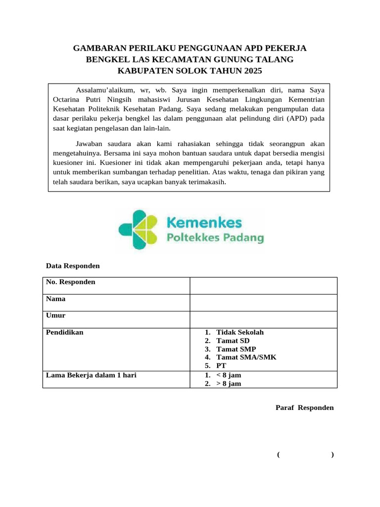 Perilaku Penggunaan APD di Bengkel Las | PDF