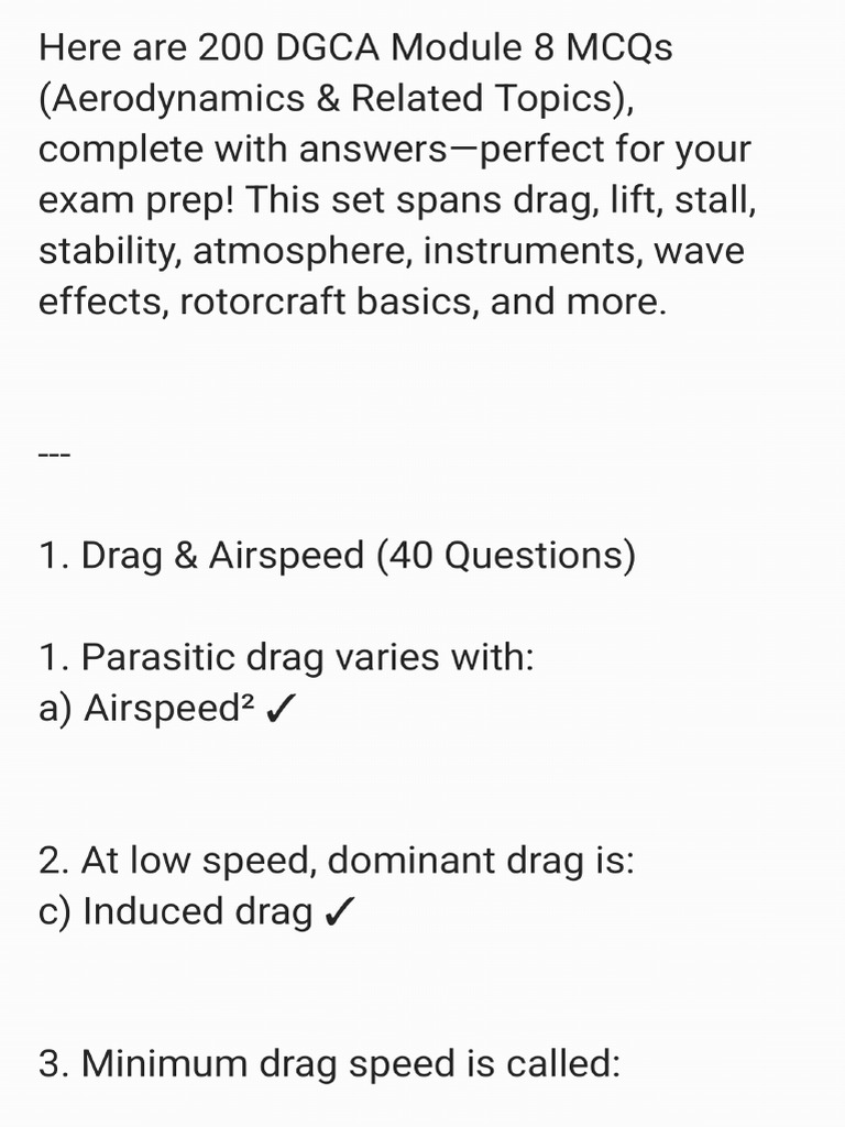 Module 8 (Aerodynamics) | PDF