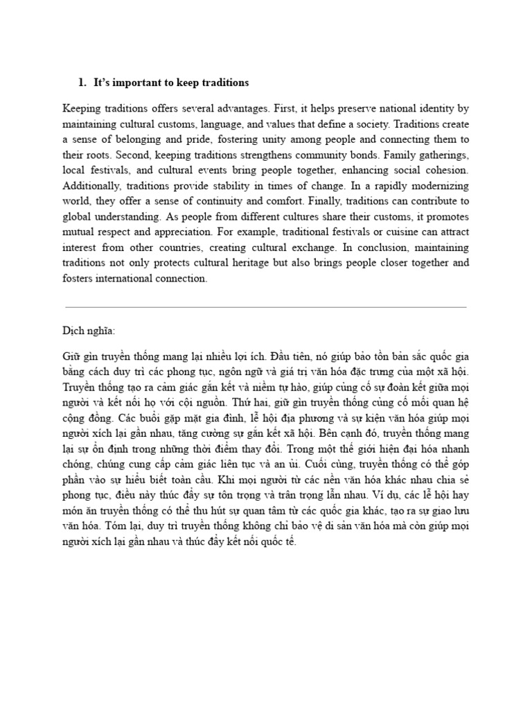 It's Important To Keep Traditions | PDF