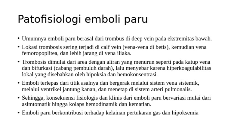 Patofisiologi Emboli Paru | PDF