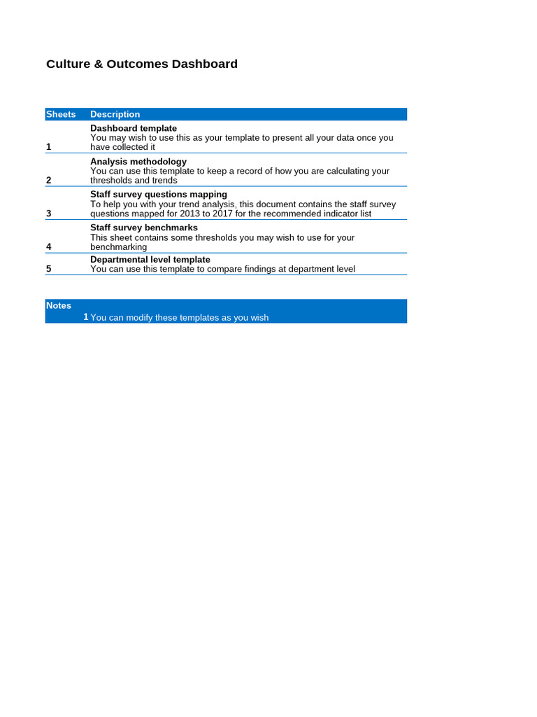 Culture and Outcomes Dashboard Overview | PDF | Performance Indicator ...