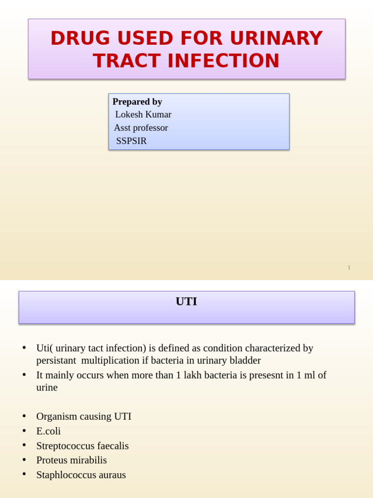 Drug For Urinary Tract Infection | PDF | Urinary Tract Infection | Biocides