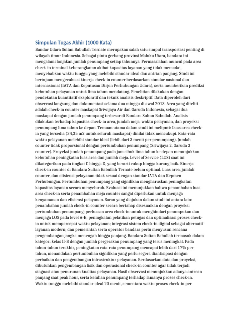 Simpulan 1000 Kata CheckIn Babullah | PDF