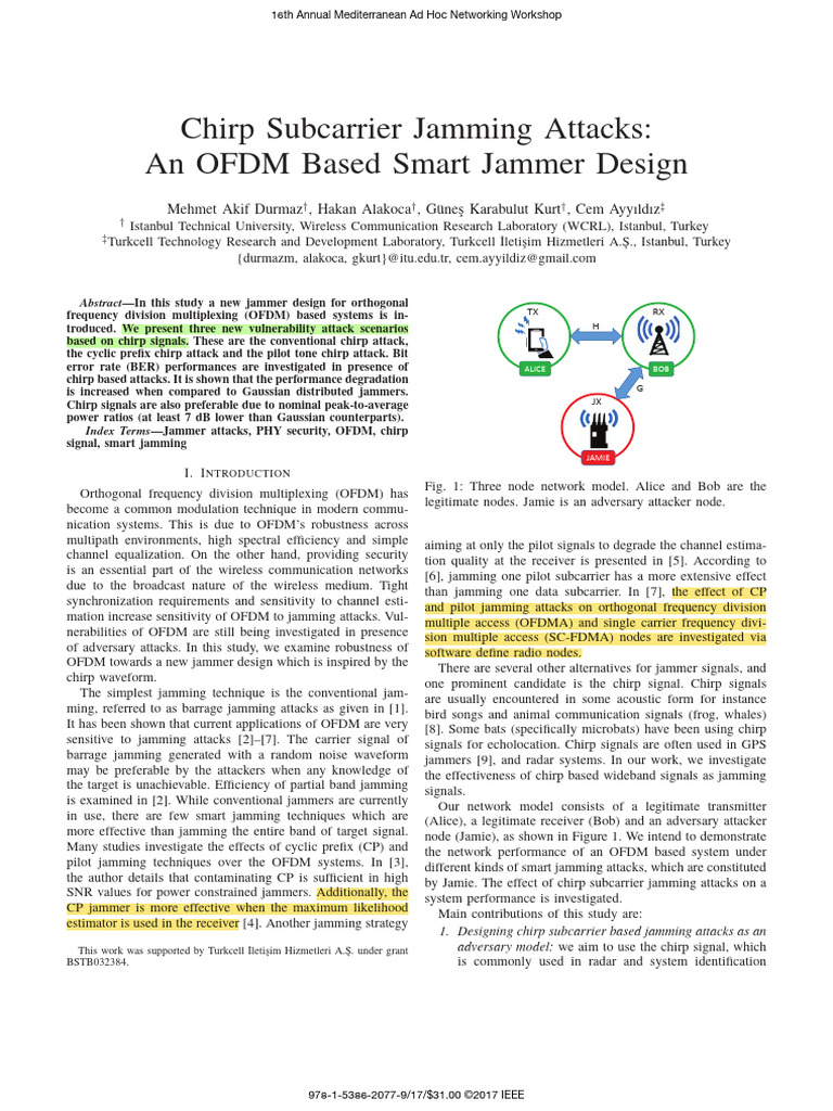Chirp-Based Jamming in OFDM Systems | PDF | Orthogonal Frequency ...