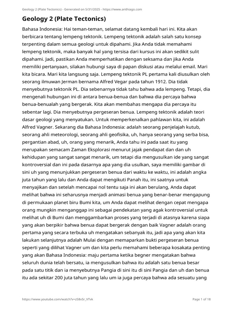 Geology 2 Plate Tectonics -31!05!2025 | PDF