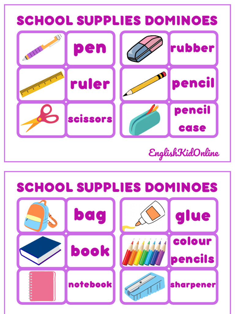 School Supplies Dominoes | PDF