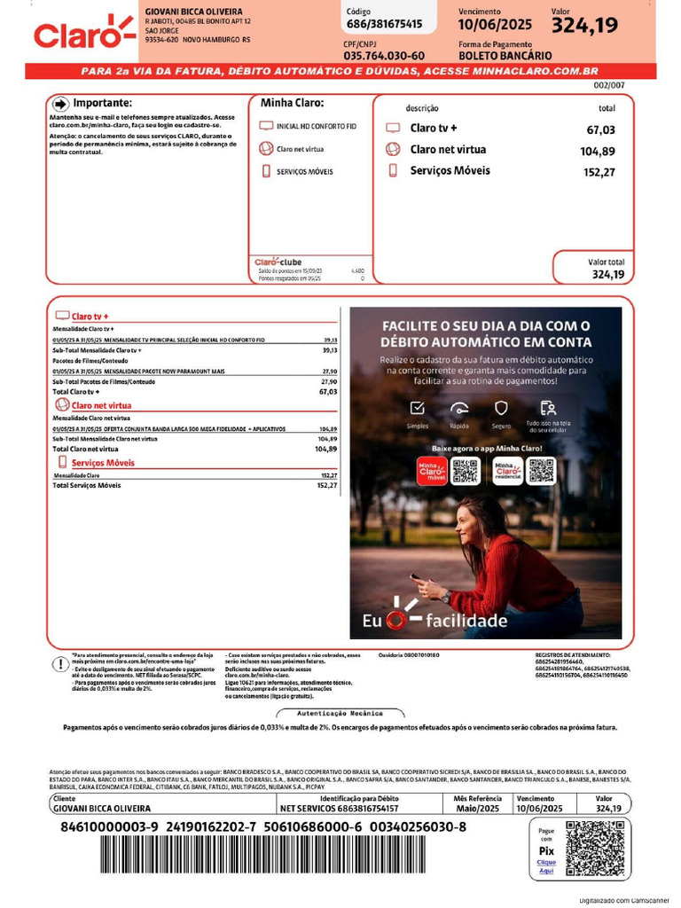 Fatura Claro - 2 | PDF