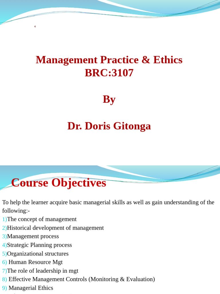 Management Practices and Ethics Overview | PDF | System | Operations ...