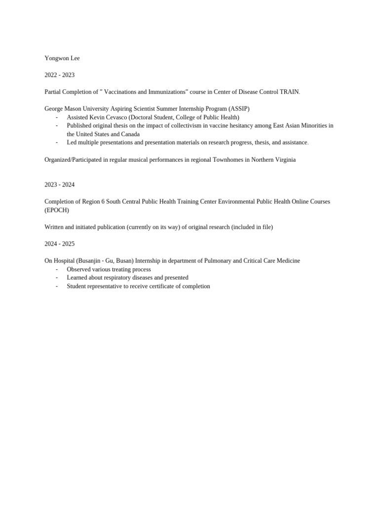 Resume - Public Health and Epidemiology | PDF