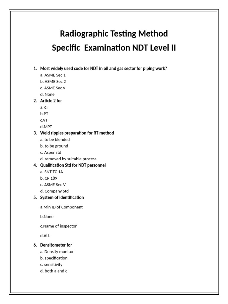 Radiographic Testing NDT Level II Guide | PDF