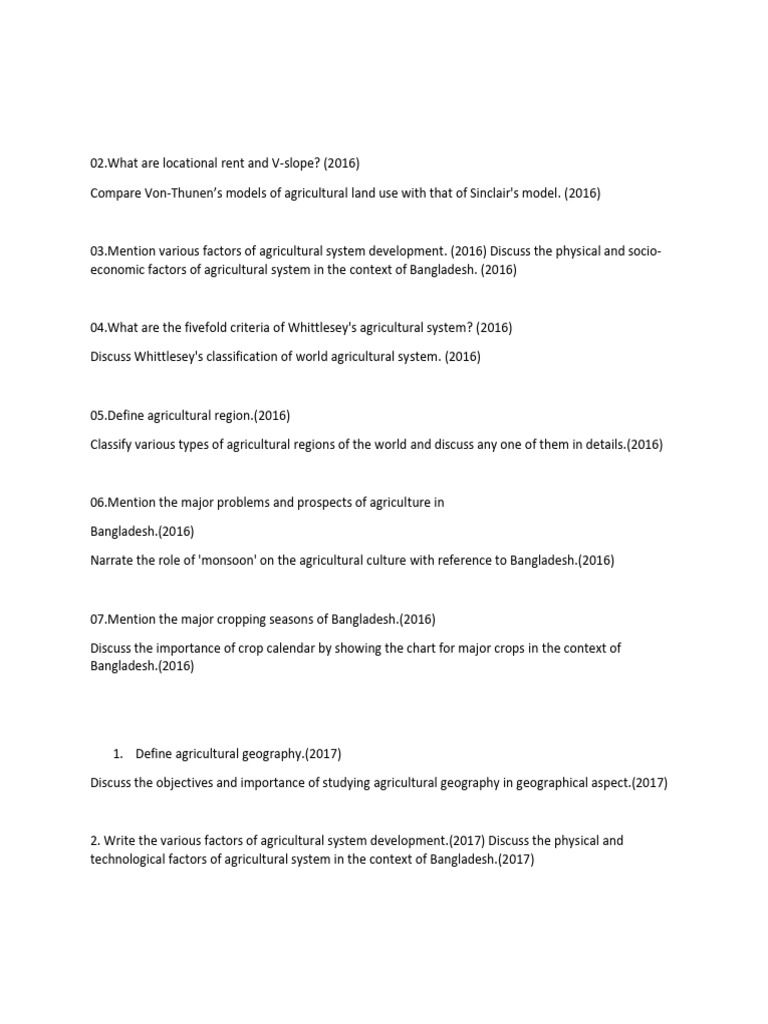 Agricultural Geography: Concepts & Factors | PDF | Agriculture | Geography