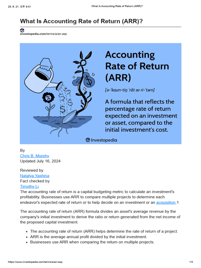 Understanding Accounting Rate of Return | PDF | Discounted Cash Flow ...