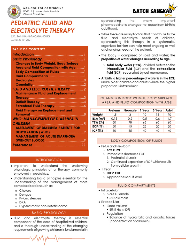 G10 Principles of Pediatric Fluid and Electrolyte Therapy Trans | PDF ...