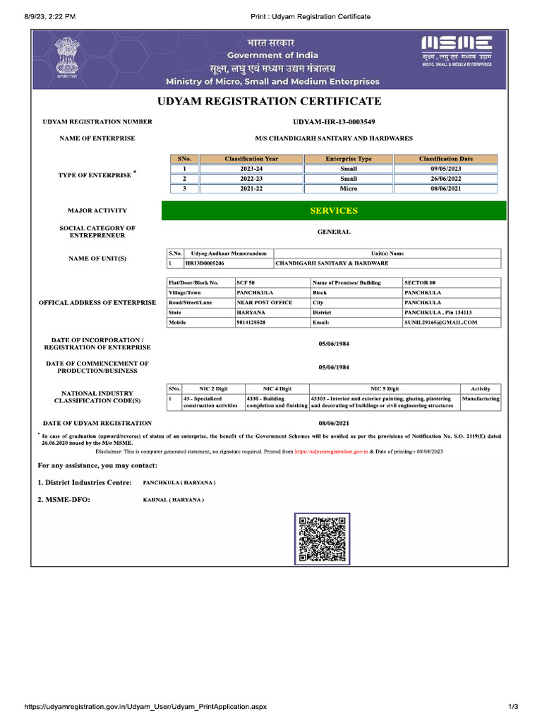 MSME CERTIFICATE - CSH | PDF