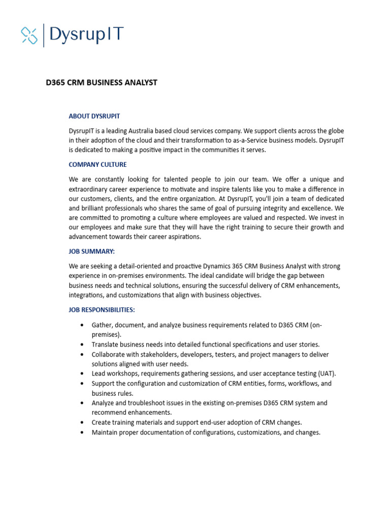 D365 CRM Business Analyst | PDF | Customer Relationship Management ...