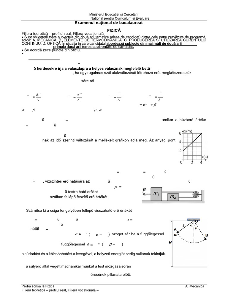 E D Fizica Teoretic Vocational 2025 Var 01 LMA | PDF