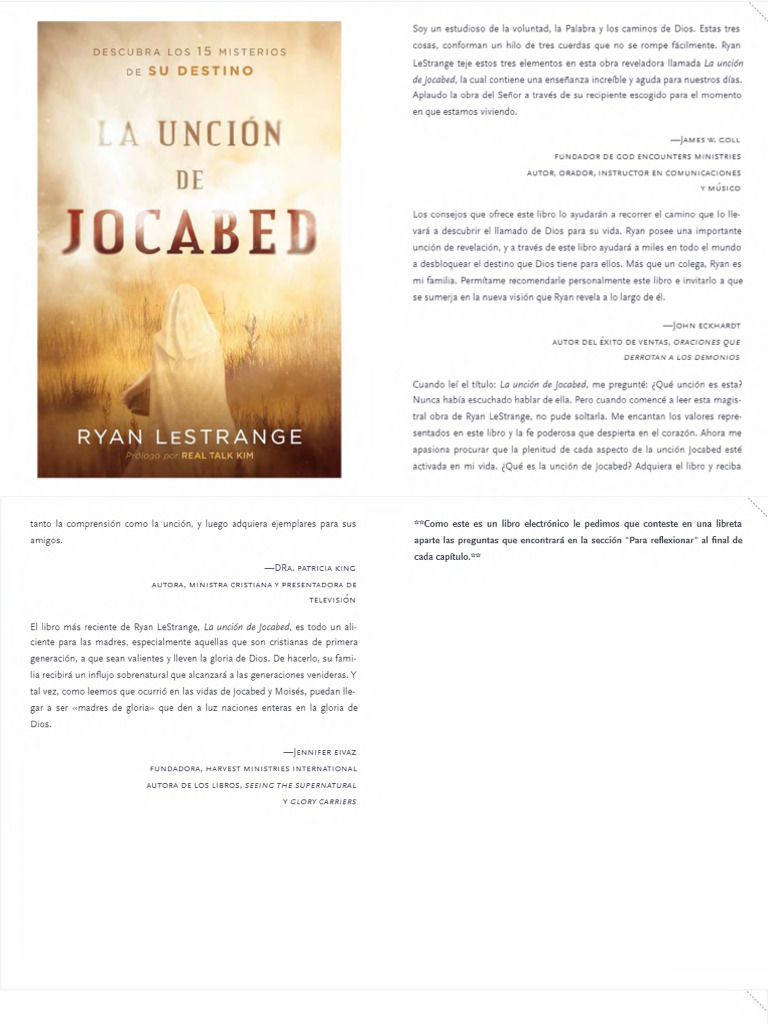 Ryan Lestrange La Uncion de Jocabed | PDF