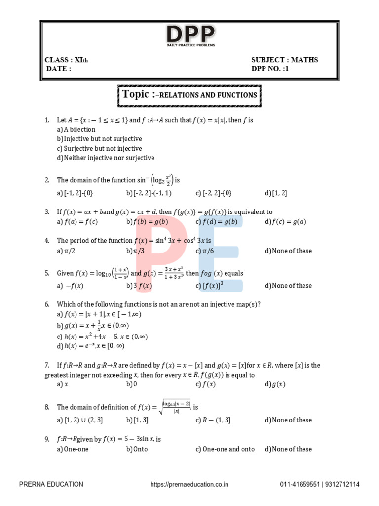 Function DPP | PDF | Function (Mathematics) | Functions And Mappings