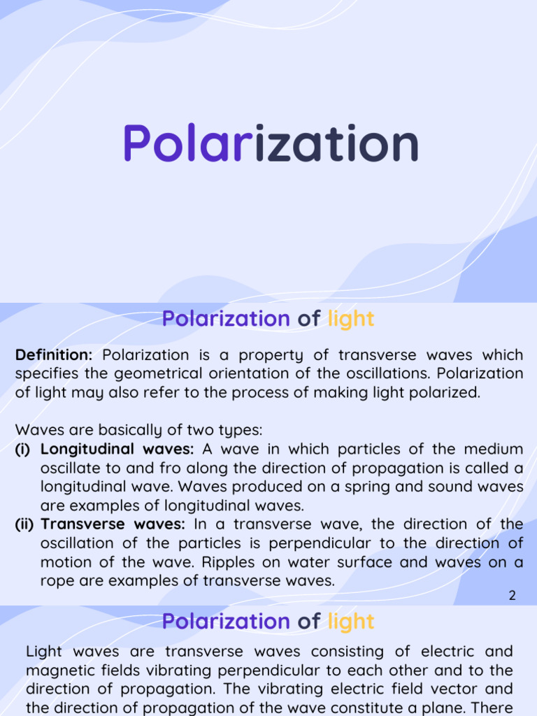 Phy 127 Physical Optics ChE Polarization 250420 205209 | PDF | Polarization (Waves) | Waves