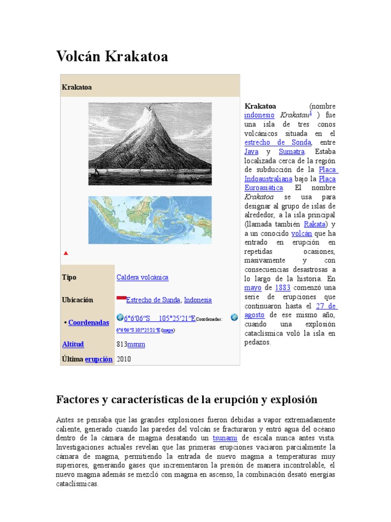 Erupción del Krakatoa en 1883 | PDF | Geología | Ciencias de la Tierra