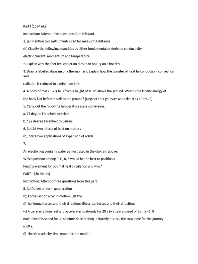 SS1 Physics 3 - 021624 - 083816 | PDF | Force | Heat