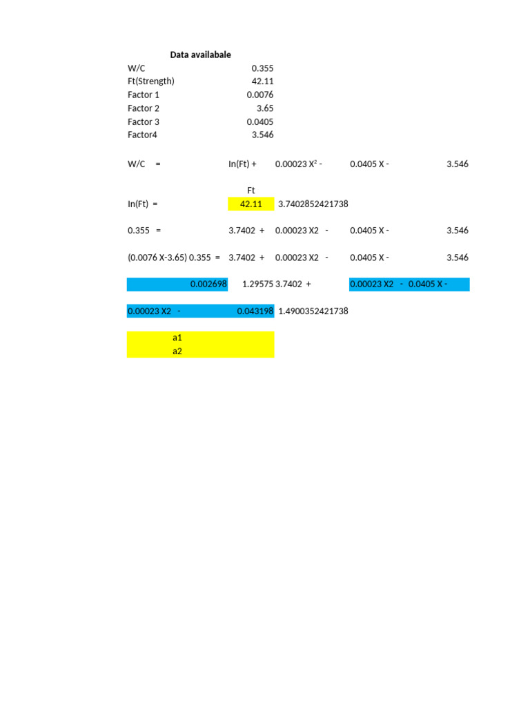 Wc vs Strength Calculation | PDF