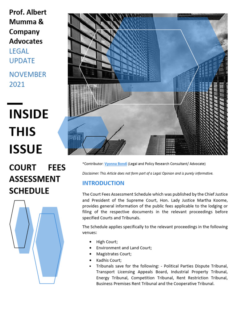 Court Fees Assessment Schedule Update | PDF | Tribunal | Advocate