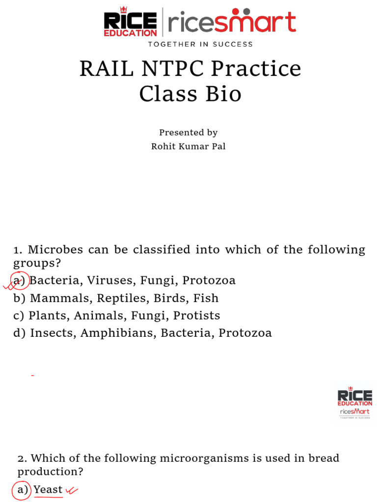 Rail NTPC Practice Class 1 | PDF | Genetic Engineering | Microorganism