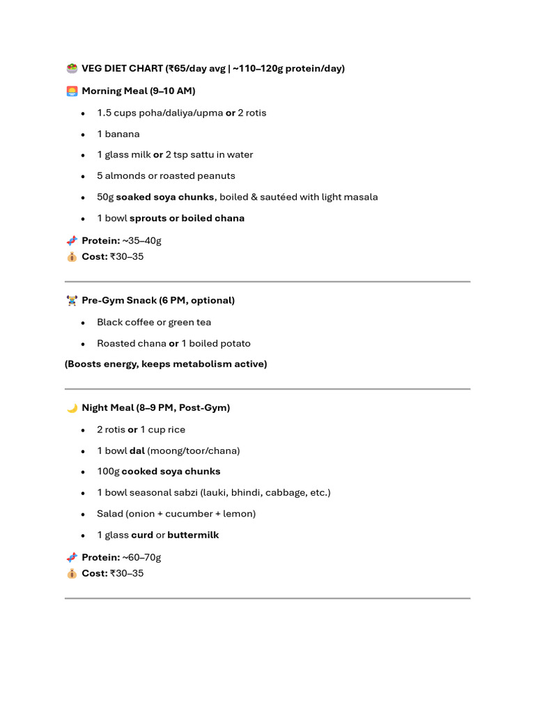 Veg and Non-Veg Protein Diet Chart | PDF | Chickpea | Soybean