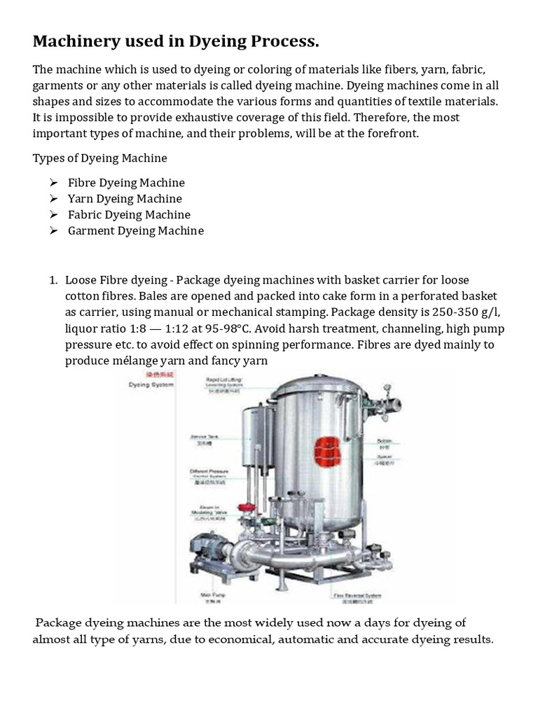 Types of Dyeing Machines Explained | PDF | Dyeing | Textiles