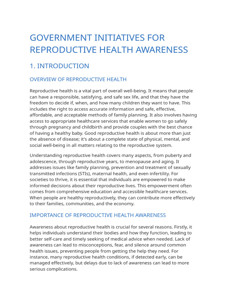 Govt Initiatives For Reproductive Health | PDF | Infertility | In Vitro ...