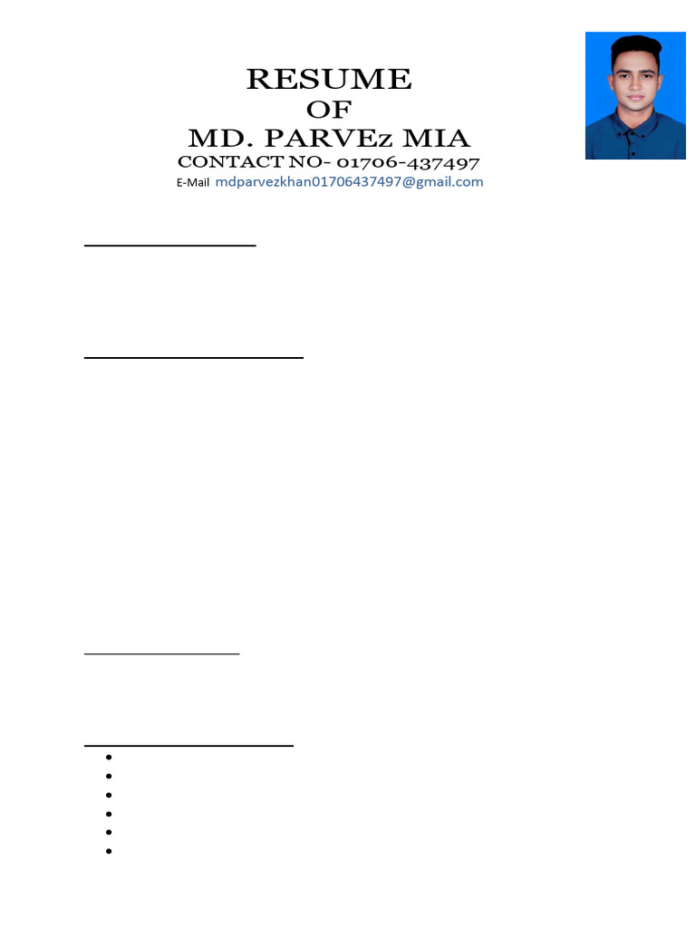 Parvez CV | PDF | Cognition | Human Communication
