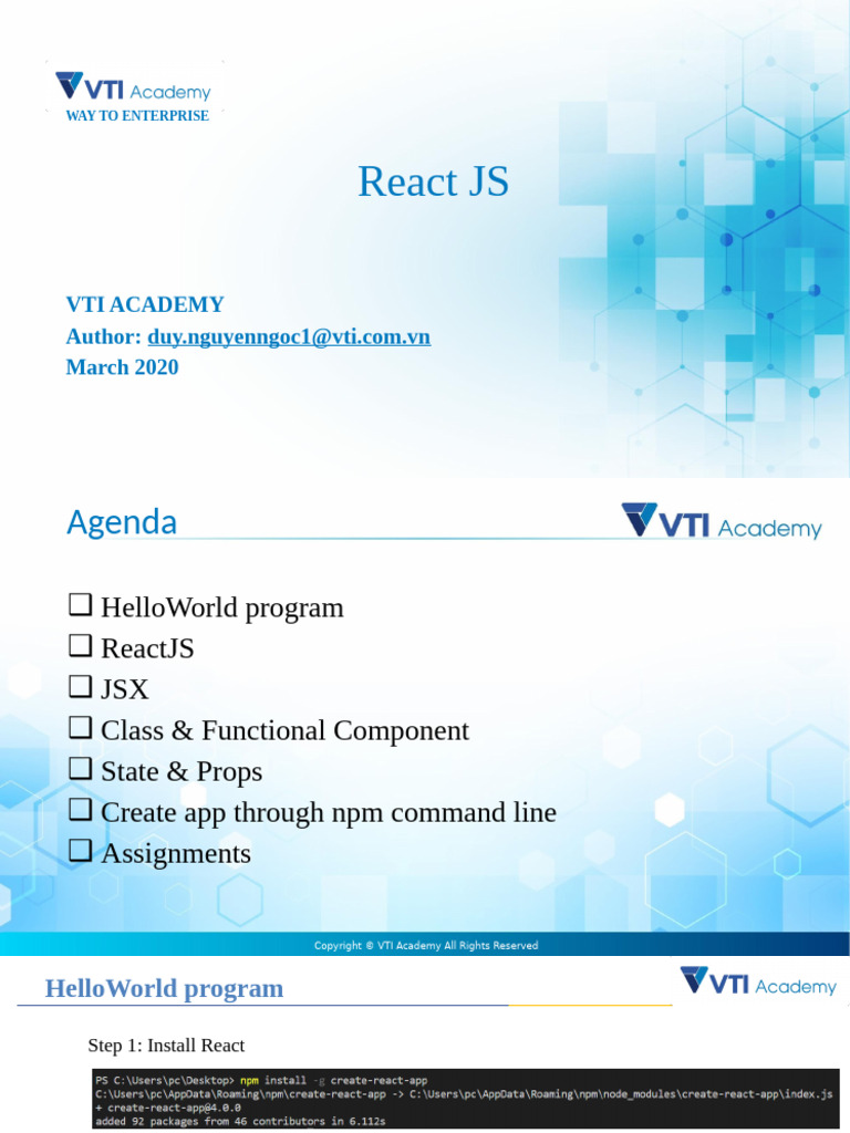 Lesson 3 - ReactJS (VTI) | PDF | Computer Programming | Software