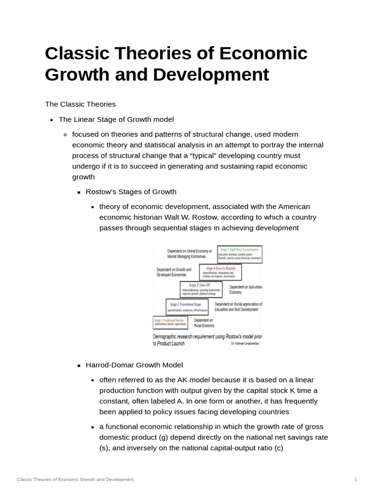Classic Theories of Economic Growth and Developmen | PDF | Labour ...