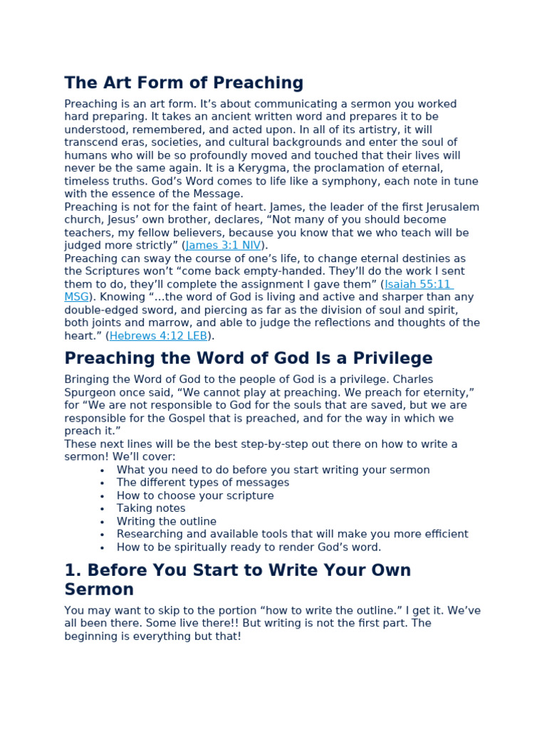 LECTURE The Art Form of Preaching | PDF | Sermon | Expository Preaching