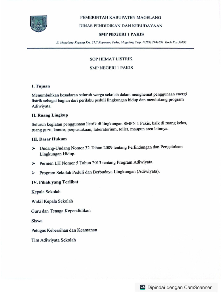 SOP Hemat Listrik | PDF