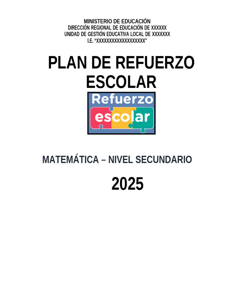 Plan de Refuerzo 2do-2025-Matematica | PDF | Evaluación | Aprendizaje