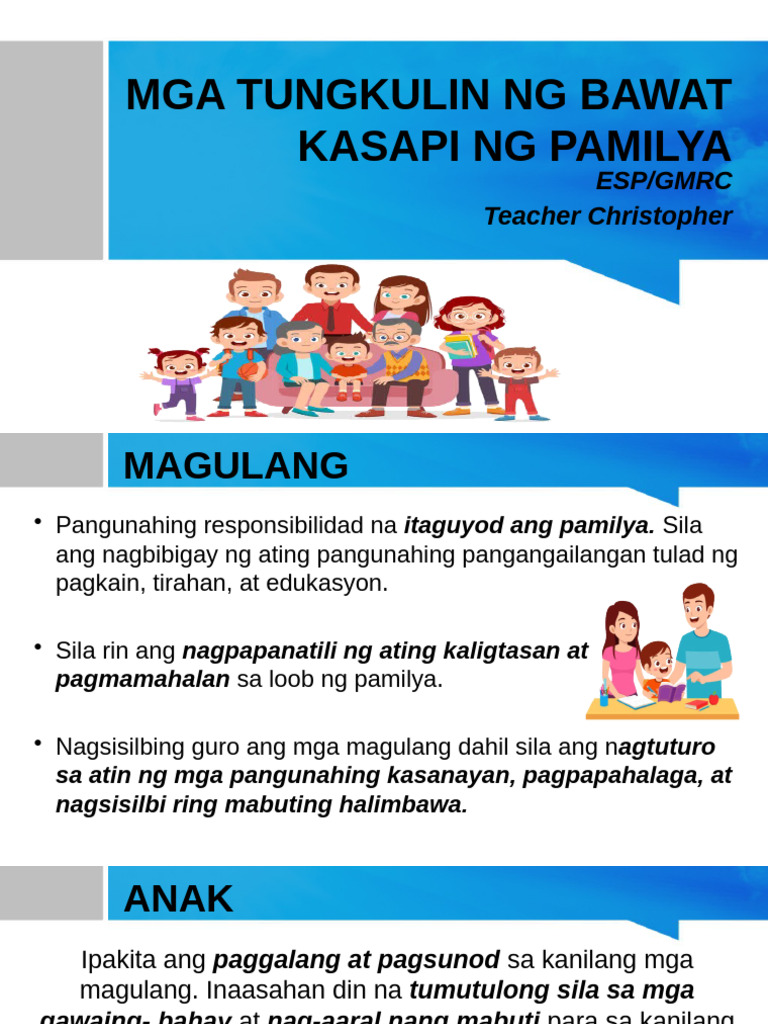 Mga Tungkulin NG Bawat Kasapi NG Pamilya | PDF