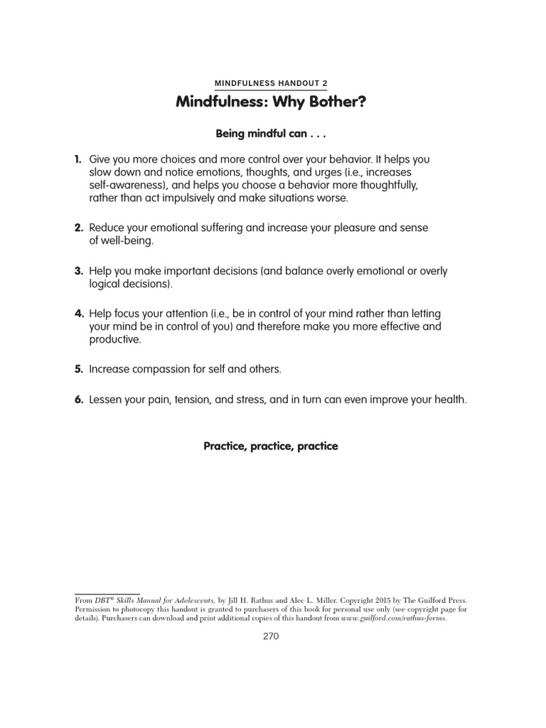 Mindfulness Benefits Handout | PDF