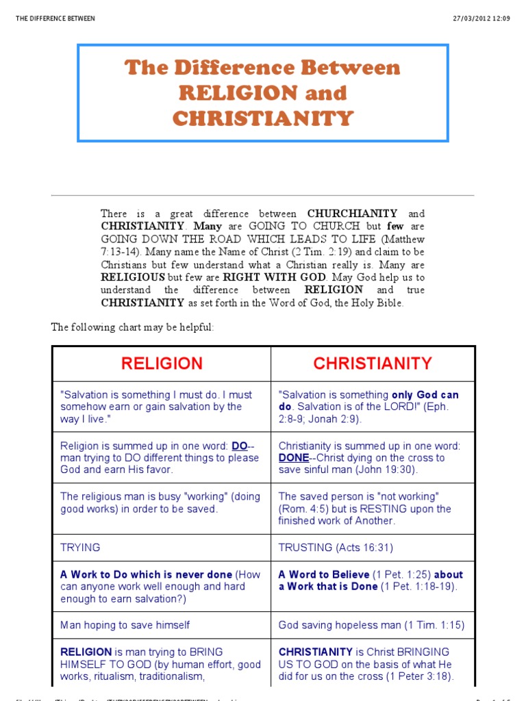 Religion vs. Christianity Explained | PDF | Good Works | Salvation