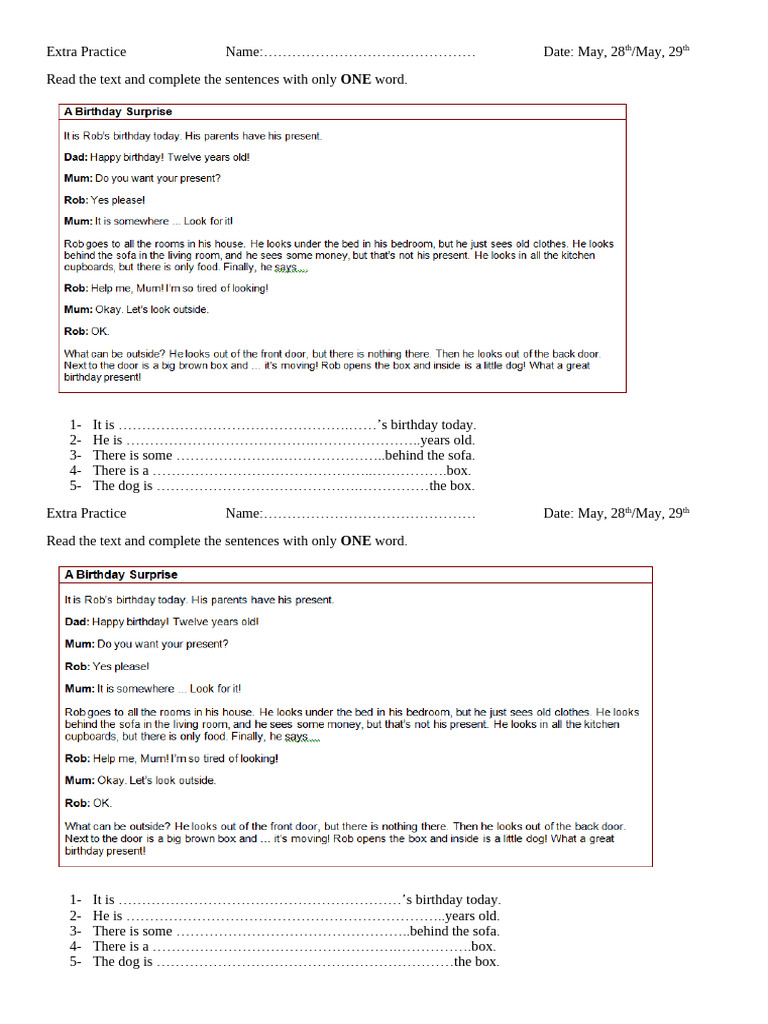 Extra Practice - Reading COmprehension | PDF