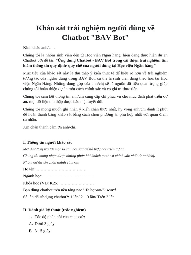 Câu Hỏi Trong Gg Form (AI) | PDF