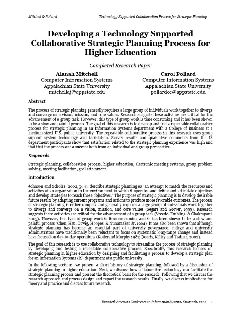 2014 Developing A Technology Supported Collaborative Strategic Planning ...