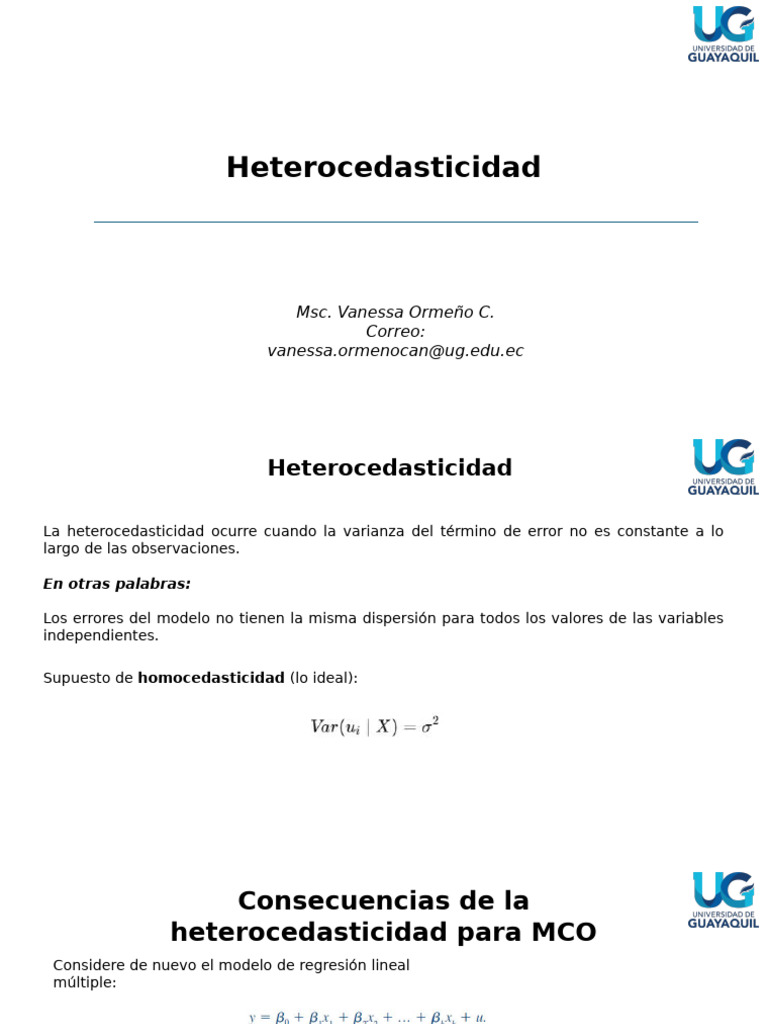 Heterocedasticidad | PDF | Mínimos cuadrados ordinarios | Estadísticas