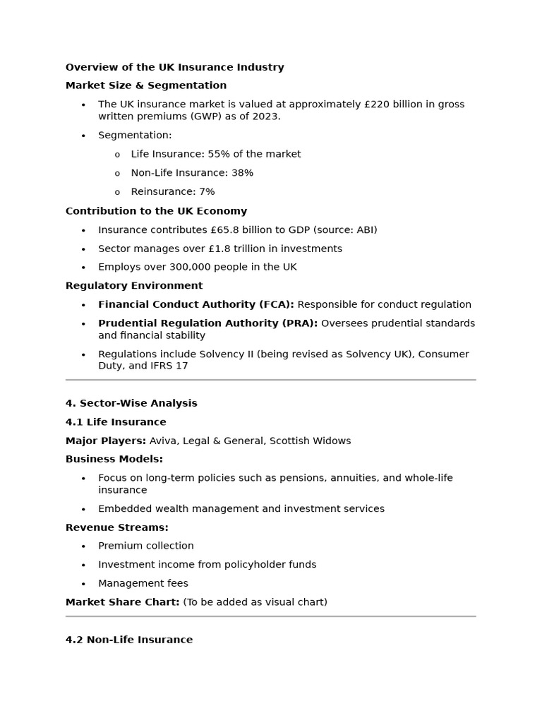 Overview of The UK Insurance Industry | PDF | Insurance | Reinsurance