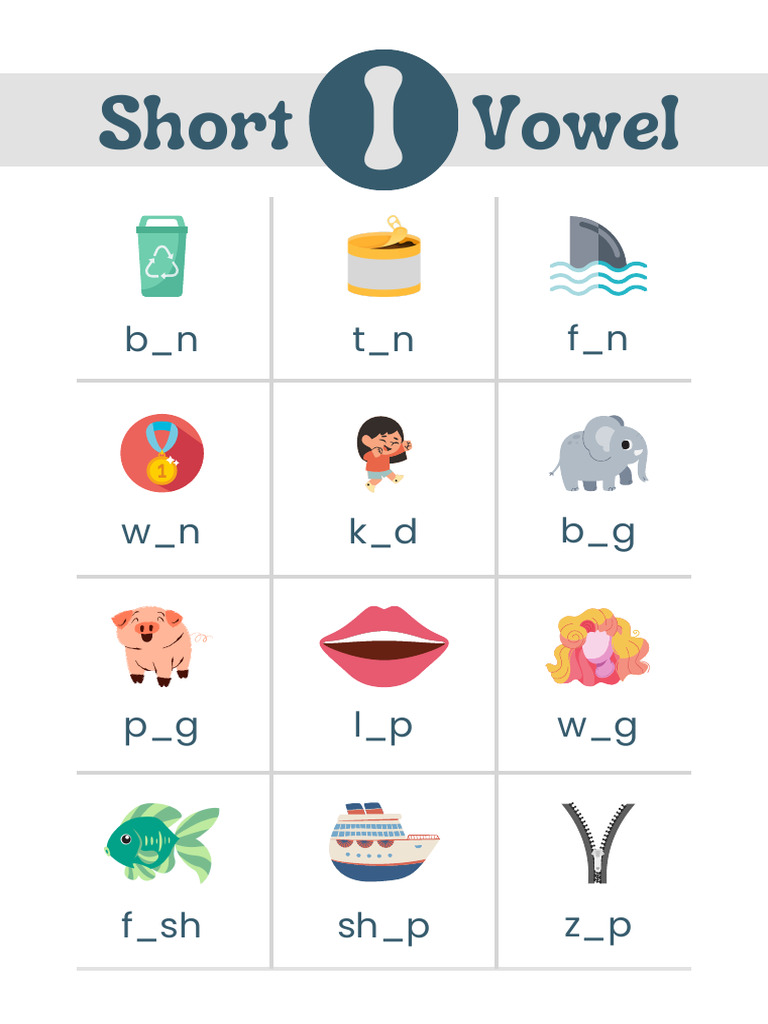 Short I Vowel Early Literacy English Worksheet in Illustrative Style | PDF