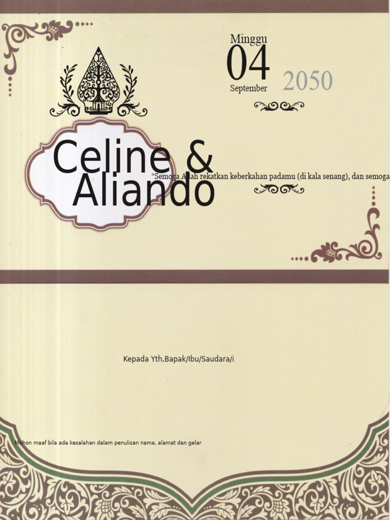Undangan Erba 2520 untuk Celine & Aliando | PDF