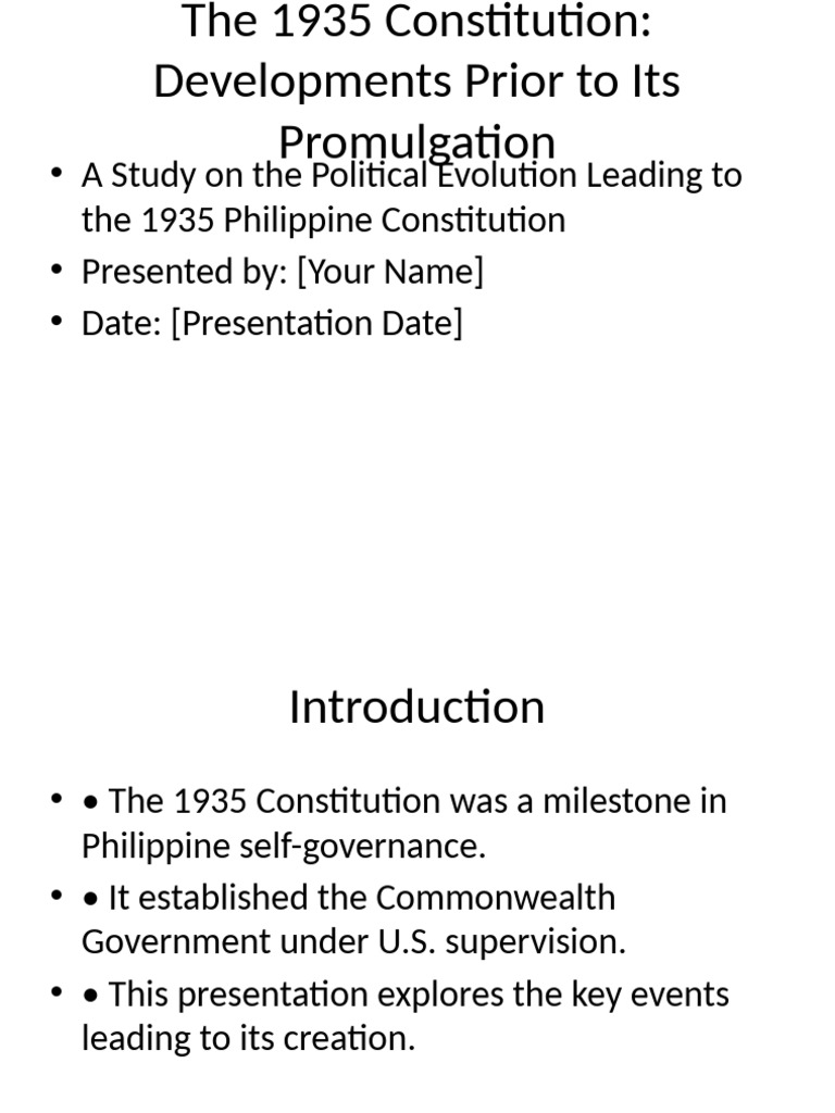 Key Events Leading to the 1935 Constitution | PDF | Philippines | Legal ...