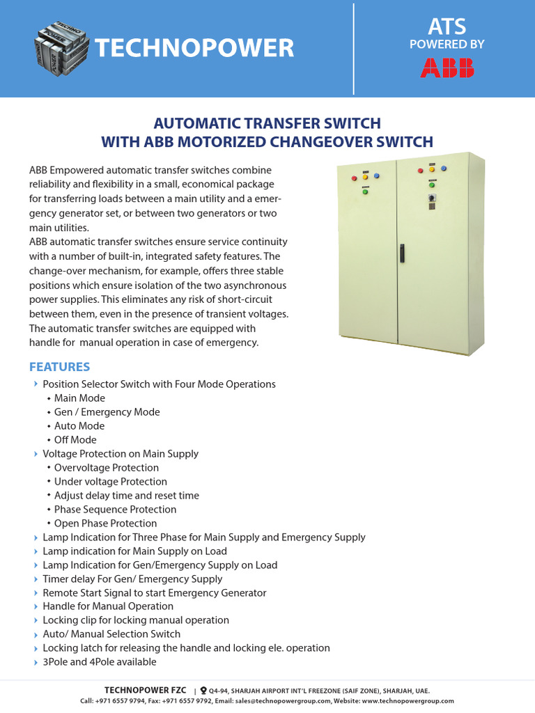 ABB Automatic Transfer Switch Overview | PDF | Switch | Mains Electricity